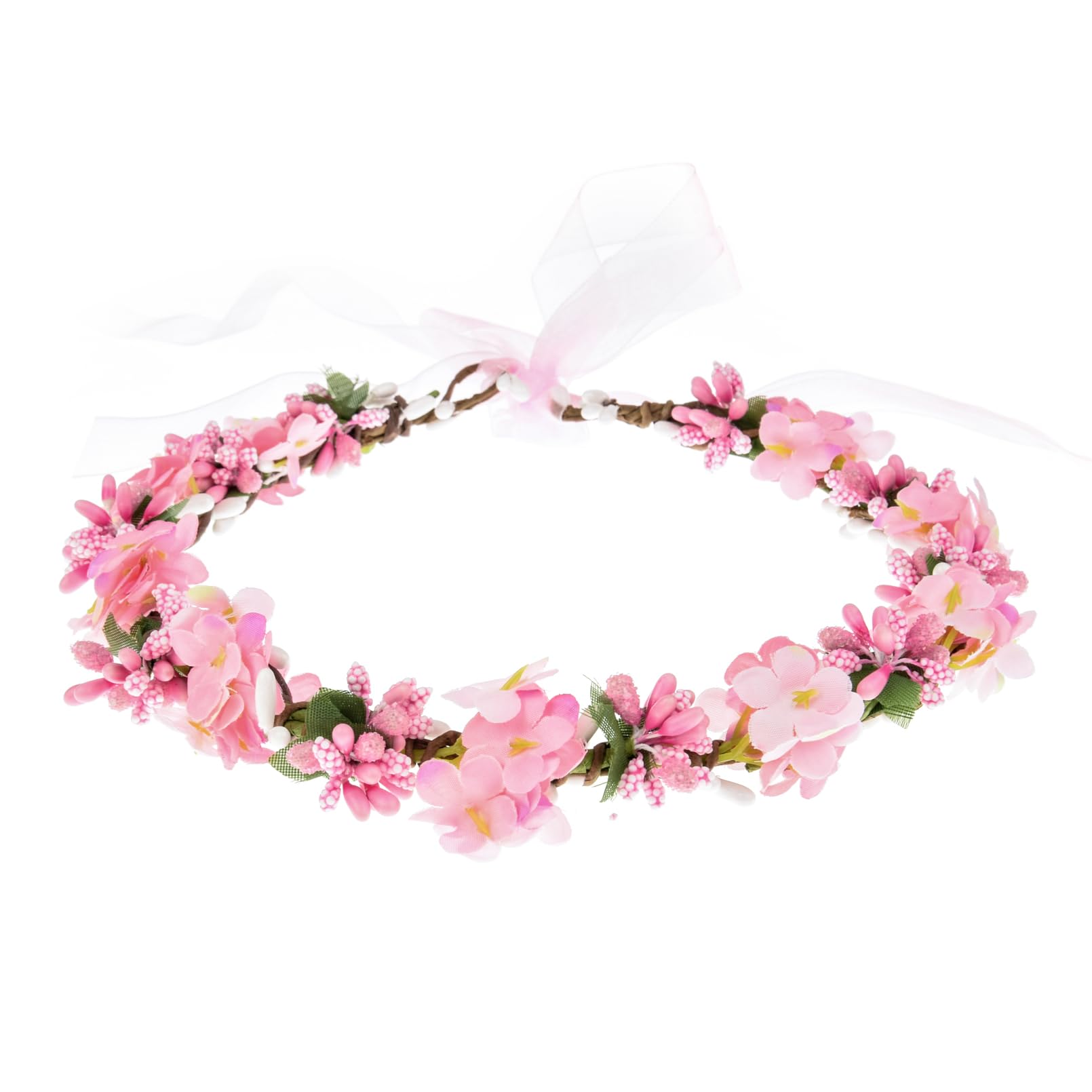 June Bloomy Wedding Hydrangea Flower Headband Spring Flower Crown Wreath Boho Garland Halo (Pink)