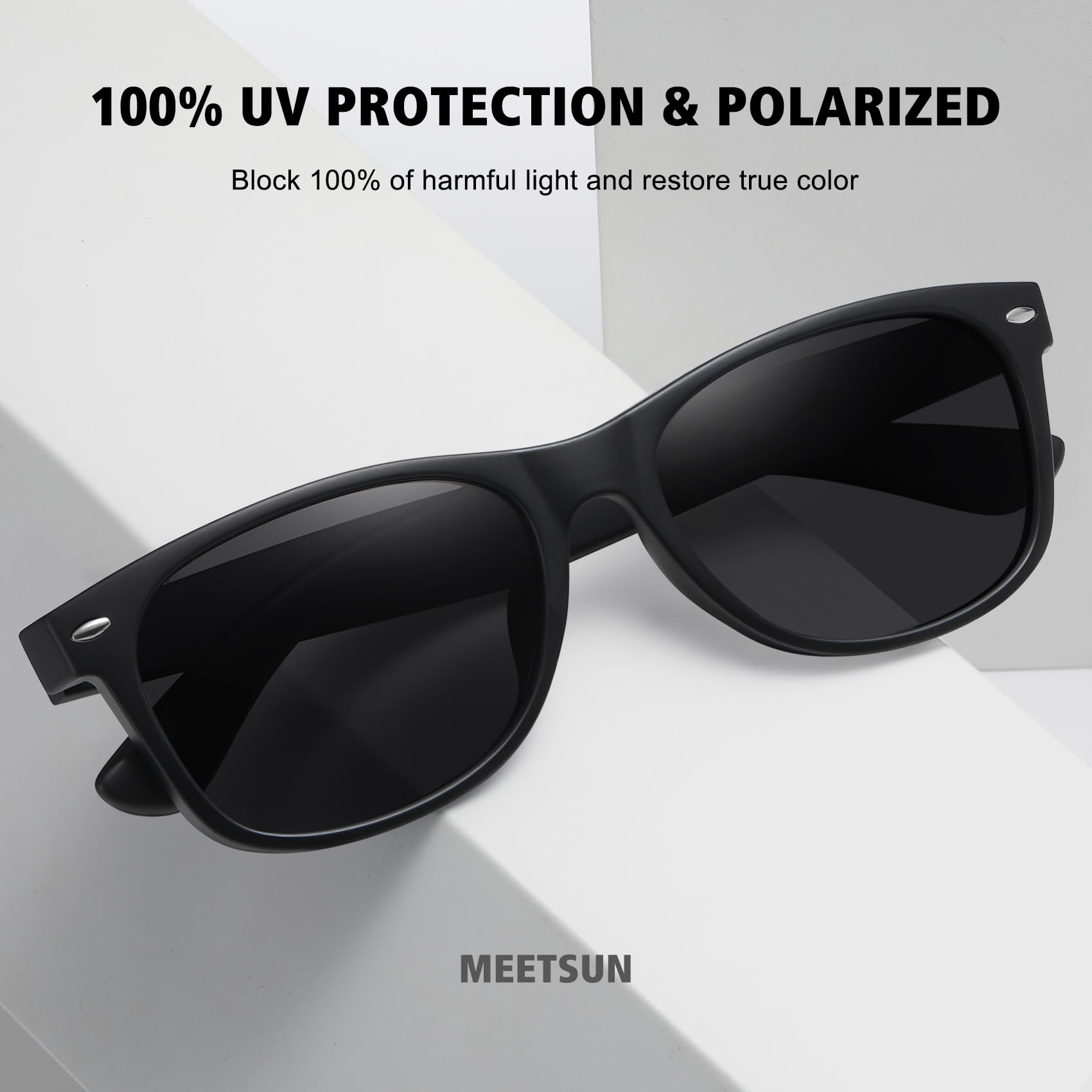 MEETSUN Classic Polarized Sunglasses for Women Men Trendy Retro Vintage Sun Glasses for Driving UV Protection 3 Pack Black Leopard Brown Gradient