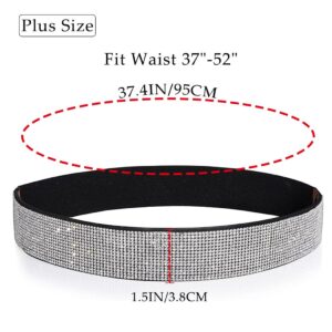 Abien Rhinestone Wasit Belts Black Elastic Belt Sparkle Stretch Waist Belt Plus Size for Women for Dresses (Silver-2)