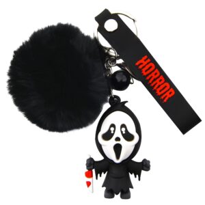 rupuddt men women horror movie key chains boys girls kids halloween small bell keyrings for party favor k03