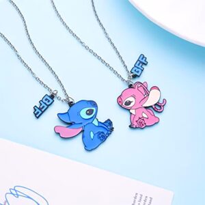 Quixarra Best Friends Forever Stitch Gift, BFF Stitch Stuff Pendant Necklace for Women Girls Friends Birthday Gifts Necklace Lilo Stitch Collection Jewelry