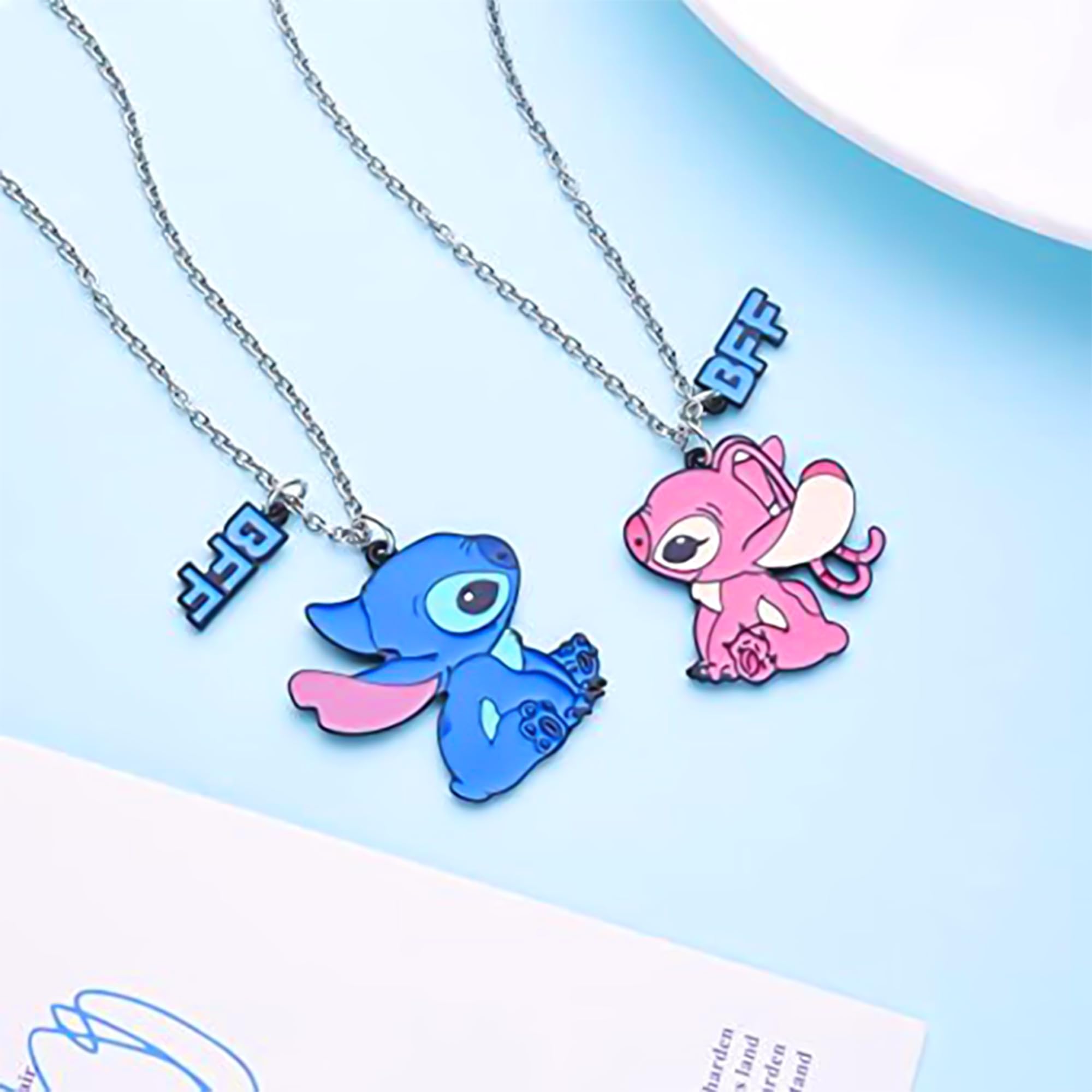 Quixarra Best Friends Forever Stitch Gift, BFF Stitch Stuff Pendant Necklace for Women Girls Friends Birthday Gifts Necklace Lilo Stitch Collection Jewelry