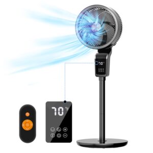 standing fan with remote, fans oscillating with 12h timer, 36-50db floor fans for home bedroom, pedestal fan oscillating with 3 speeds, touch+remote control, 70°+90° quiet oscillating fan for bedroom