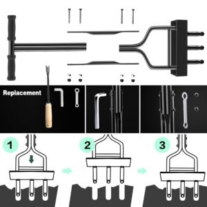 Fnwsja Manual Lawn Aerator with Tray & 3 Hollow Slots Manual Soil Corer Collector Lawn Plug Core Aeration Tool Heavy Duty Lawn Core for Soils & Lawns Yard Garden, 37.6 inches, Black