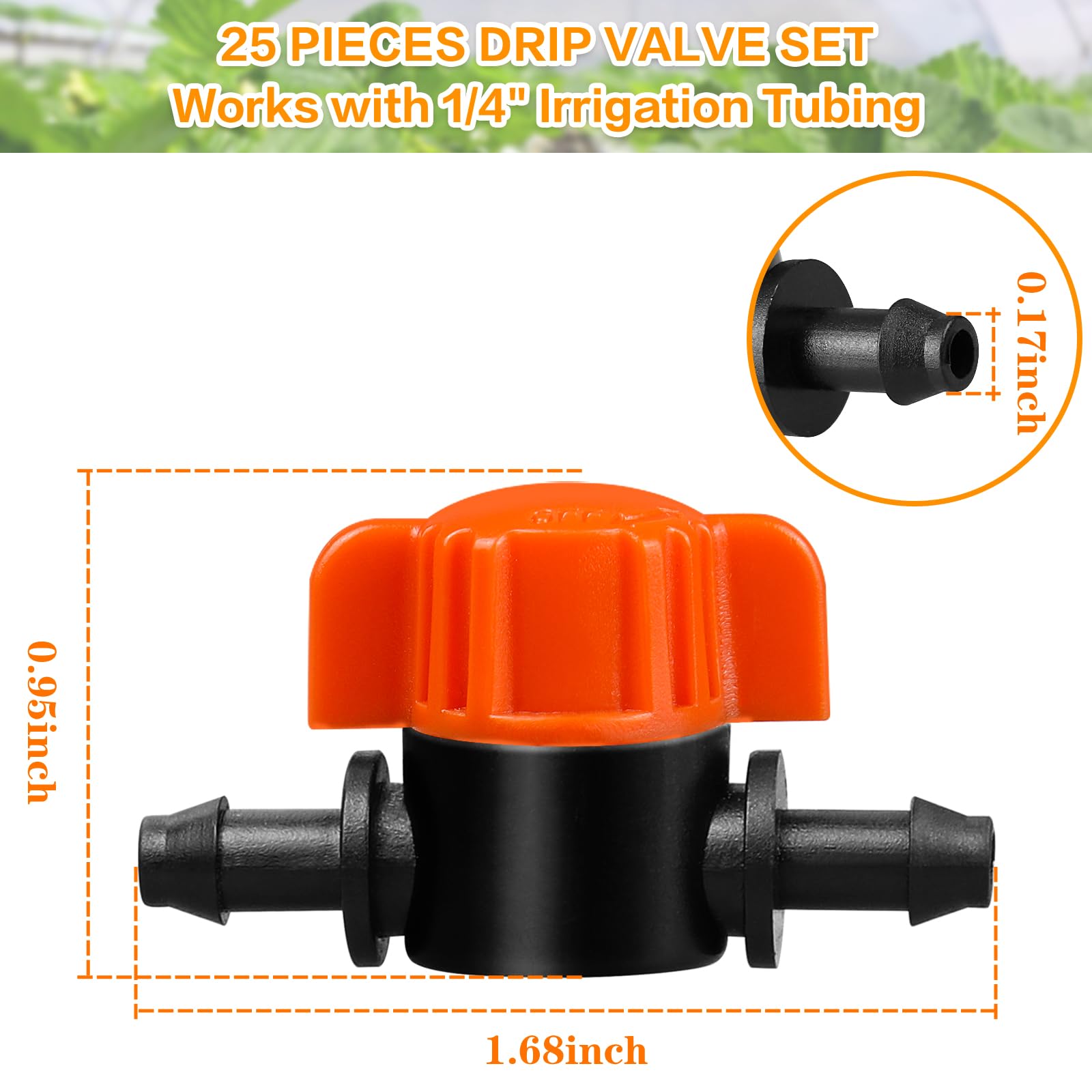 Gardrip 1/4" Drip Irrigation Valve：25 Pack Drip Irrigation Shut Off Switch Valve Fits 1/4 Inch Drip Irrigation Tubing Drip Line Cut Off Valve for Garden Lawn Irrigation System