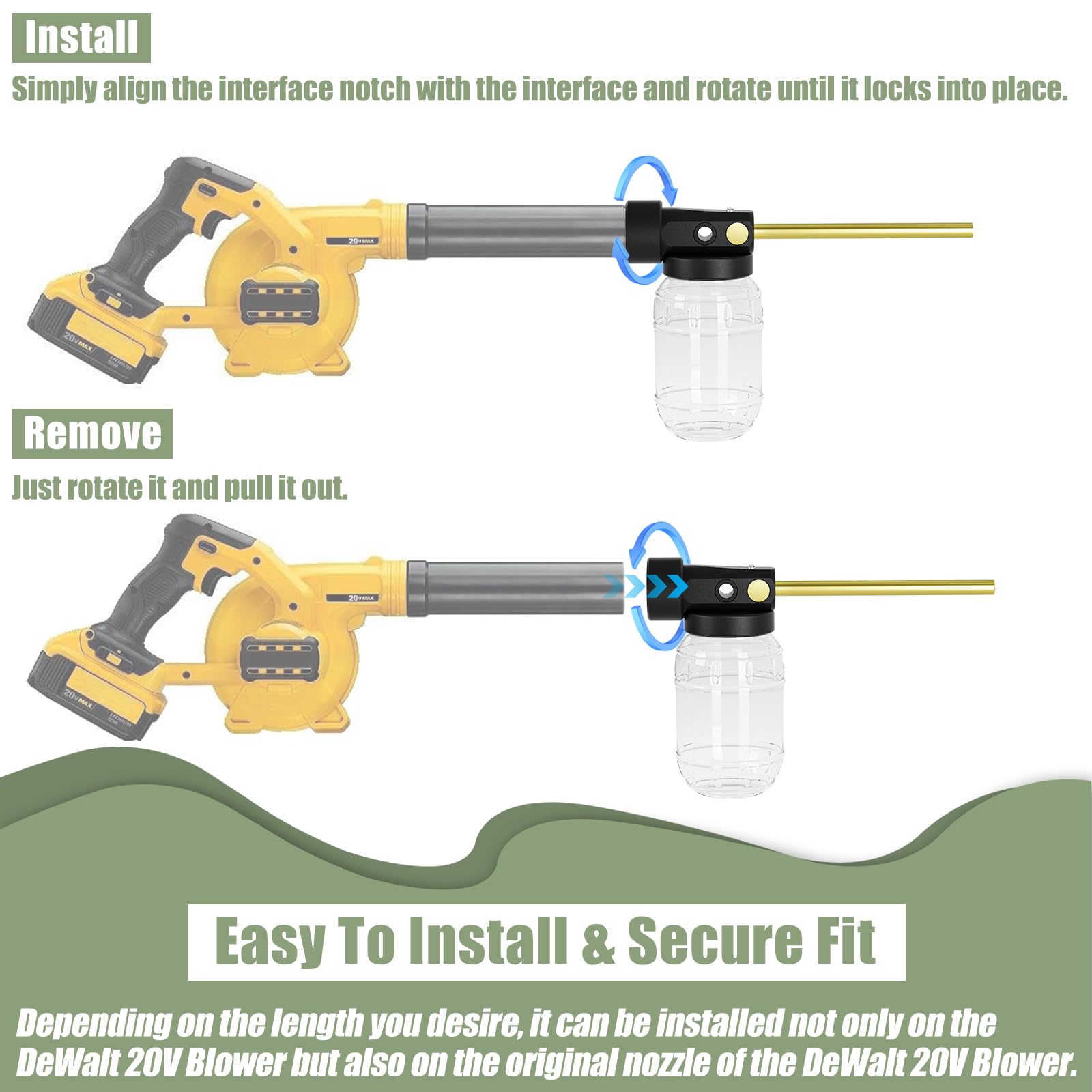 Dinftin Garden Dust Applicator – Diatomaceous Earth Powder Duster Sprayer for Plants and Gardens, Perfectly for DeWalt 20V MAX Blower DCE100B（Machine not Included）