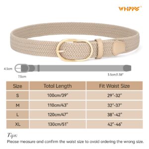 WHIPPY Braided Woven Stretch Belt Women Men Web Casual Unisex Mixed Color Woven Elastic Golf Belts for Jeans Pants S