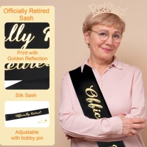 Didder Gold Retirement Party Headband and Officially Retired Sash - Celebration Decorations and Gifts for Her