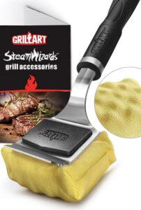 grillart grill brush for outdoor grill bristle free - reinforced grill cleaner scraper bbq brush - replaceable head barbecue grill cleaning brush - safe bbq accessories grill tools - gifts for men/dad