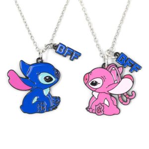 quixarra best friends forever stitch gift, bff stitch stuff pendant necklace for women girls friends birthday gifts necklace lilo stitch collection jewelry