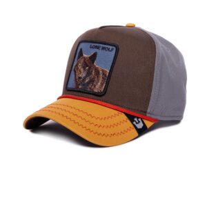 goorin bros. the farm all over canvas adjustable unisex trucker hat, brown (lone wolf 100), one size