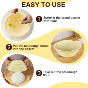 YCQQPRO Silicone Banneton Bread Proofing Basket for Sourdough, 9" & 10" Sourdough Bread Baking Supplies, Sourdough Starter Kit, Bread Making Supplies Tools, Bread Proofing Bowls Set (Round & Oval)