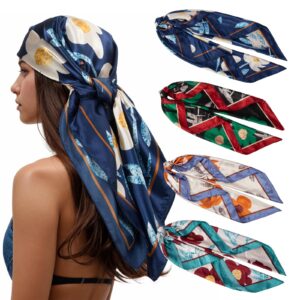 riiqiichy 35 inch head scarf for women like silk scarf hair scarf - 4 pcs square scarf bandanas for women