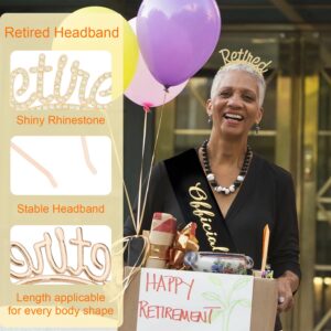 Didder Gold Retirement Party Headband and Officially Retired Sash - Celebration Decorations and Gifts for Her