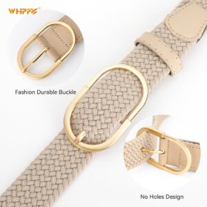 WHIPPY Braided Woven Stretch Belt Women Men Web Casual Unisex Mixed Color Woven Elastic Golf Belts for Jeans Pants S