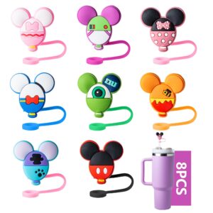 8-piece cute mice straw covers for stanley cup, 0.4in/10mm diameter straw toppers cap,compatible with stanley 20 30&40 0z cup, dust-proof straw caps for water bottle