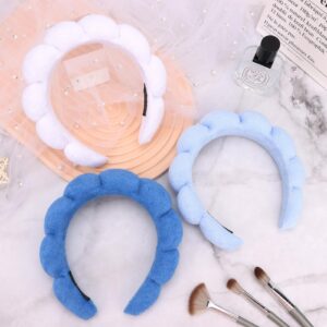 ACO-UINT 3 Pack Spa Terry Cloth Headbands - Puffy Hair Bands for Skincare, Makeup, and Face Washing