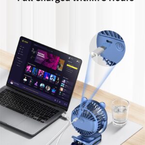 GOTOTO Clip on Fan, Rechargeable Portable Fan with 2000mAh Battery Operated, Small Fan with Powerful Clip Design, 3 Wind Speed, 360° Rotation, Ultra-Low Noise Level Personal Fan for Travel