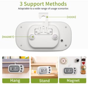 FAHZON Digital Frigerator Thermometer 2 Pack, Waterproof Fridge and Freezer Thermometer, Thermometer Refrigerator with Large LCD Screen, Stand and Magnetic Back, for Room,Kitchen, White