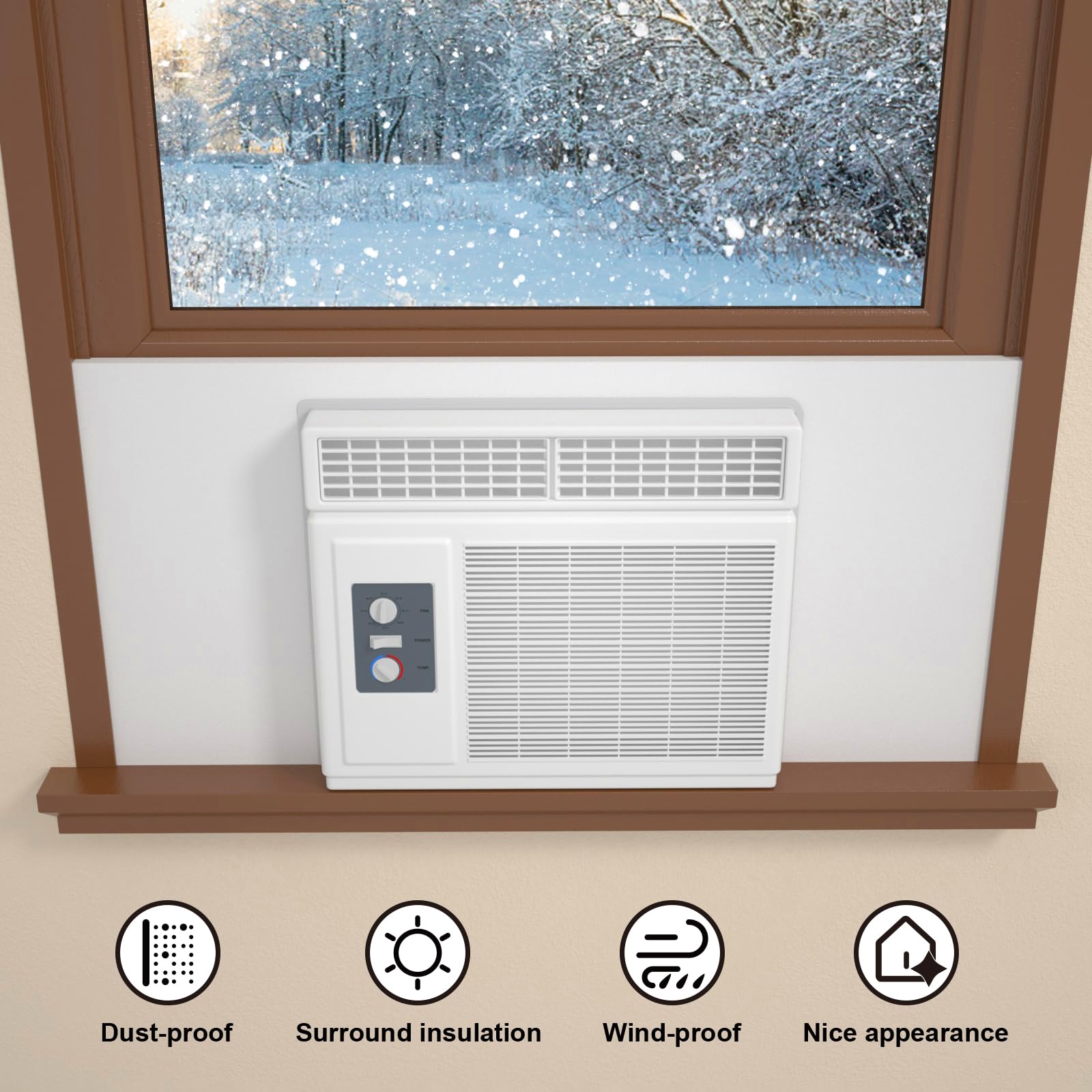 SZZSAF Window Air Conditioner Side Insulated Panel, 1PIC Full Surround Insulation Panels Window Seal Kit, WinterSummer Winter Heat and Draft Insulating,Insulation foam material (WHITE)