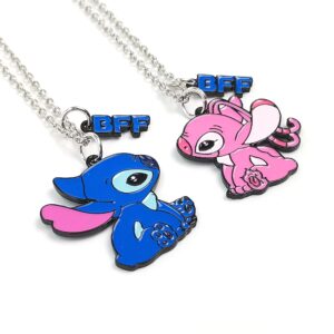 Quixarra Best Friends Forever Stitch Gift, BFF Stitch Stuff Pendant Necklace for Women Girls Friends Birthday Gifts Necklace Lilo Stitch Collection Jewelry