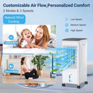 Portable Air Conditioners, 3-in-1 Evaporative Air Cooler, Portable AC Unit with 3 Speeds & 7H Timer, 60° Oscillation, Fast Cooling Room Air Conditioner Portable for Kitchen Home Office Garage