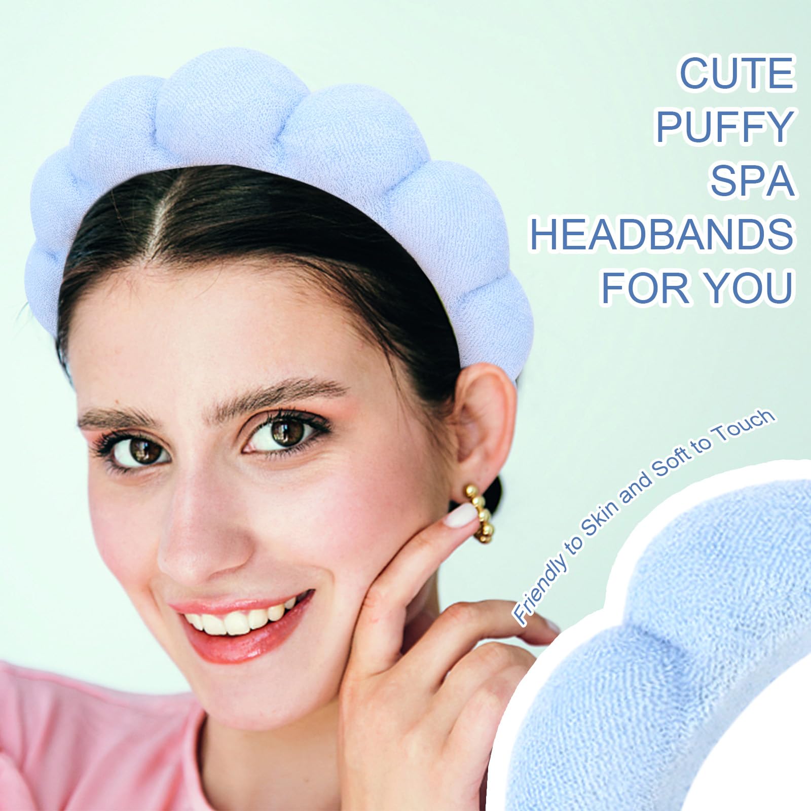 ACO-UINT 3 Pack Spa Terry Cloth Headbands - Puffy Hair Bands for Skincare, Makeup, and Face Washing