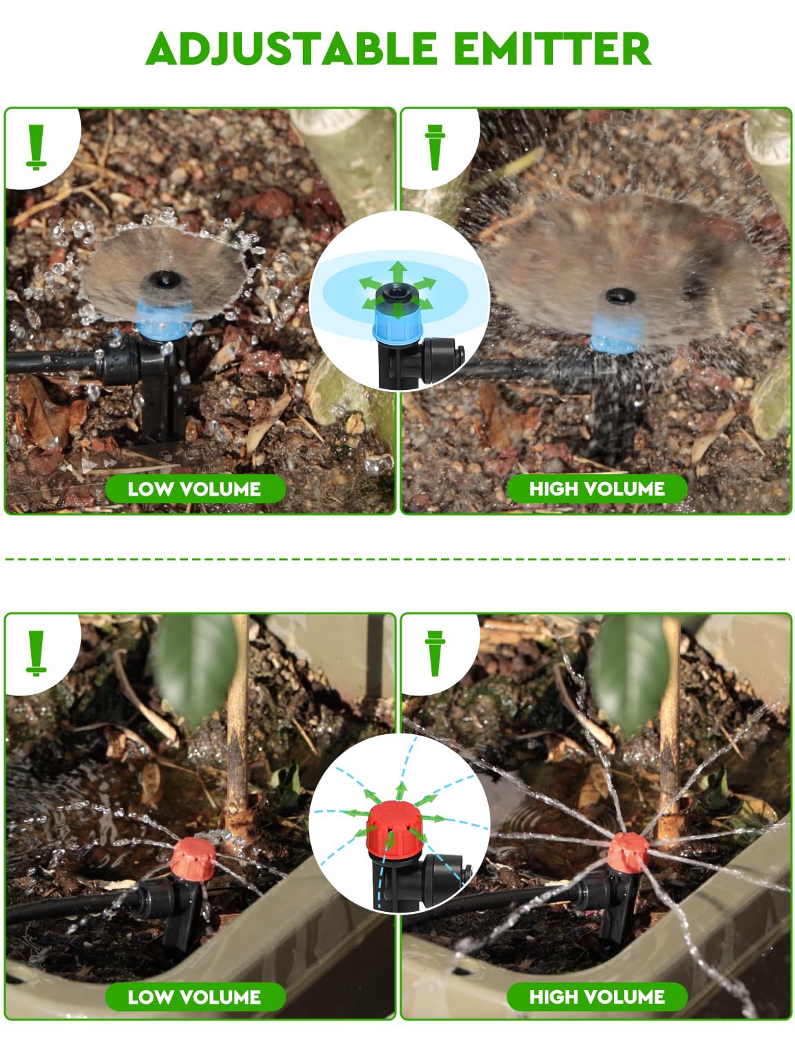 Landtouch Drip Irrigation System, Garden Watering System with Adjustable Drip Emitters Misting Sprinkler, Efficient Sprinkler System Kit for Flower Bed, Raised Bed, Greenhouse, Lawn