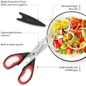 iBayam 3-Pack Kitchen Scissors All Purpose Kitchen Shears Heavy Duty Scissors with Protective Sheath for Food, 8.5" Comfort Grip Stainless Steel Dishwasher Safe Cooking Scissors, Kitchen Utensils