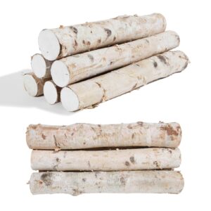 6 pack birch logs decorative natural birch log for decoration,crafts,diy,white birch logs for fireplace decor firewood(birch logs:1.4"-2.6" dia. x 16.5" length)