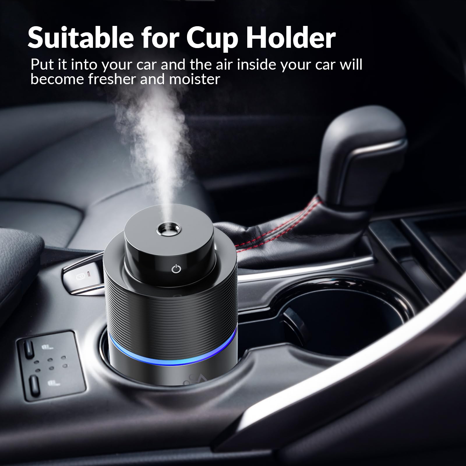 KQLKJ Portable Small Cool Mist Humidifiers, 300ML Quiet Mini Car Humidifier, 2 Mist Modes & Colorful Night Light - USB Personal Desktop Humidifier for Car, Travel, Plants, Office, Baby Room