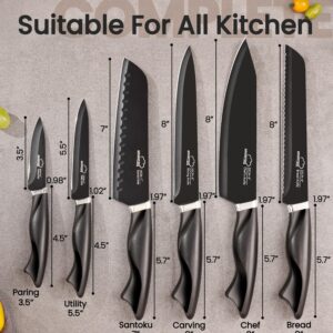 Knife Set, 15 Pieces Kitchen Knife Set with Built in Sharpener, German High Carbon Stainless Steel Knife Block Set, Dishwasher Safe, Black