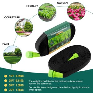 Soaker Hose - Flat Soaker Hose 100FT for Garden Beds, Water Garden Soaker Hose Linkable Consistent Drip Irrigation Hose Save 83% Water