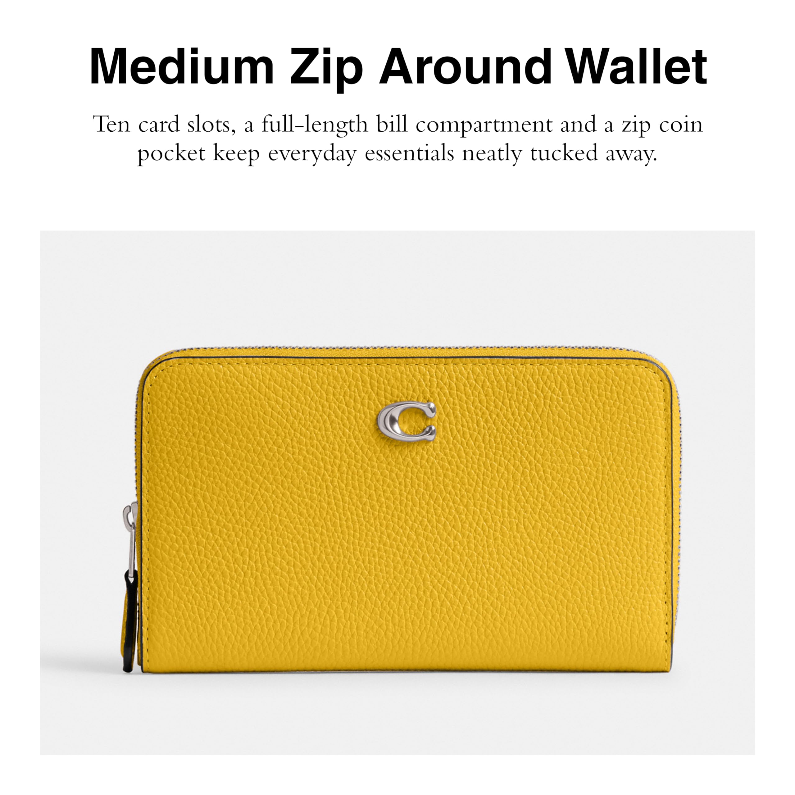 Coach Medium Zip Around, Canary