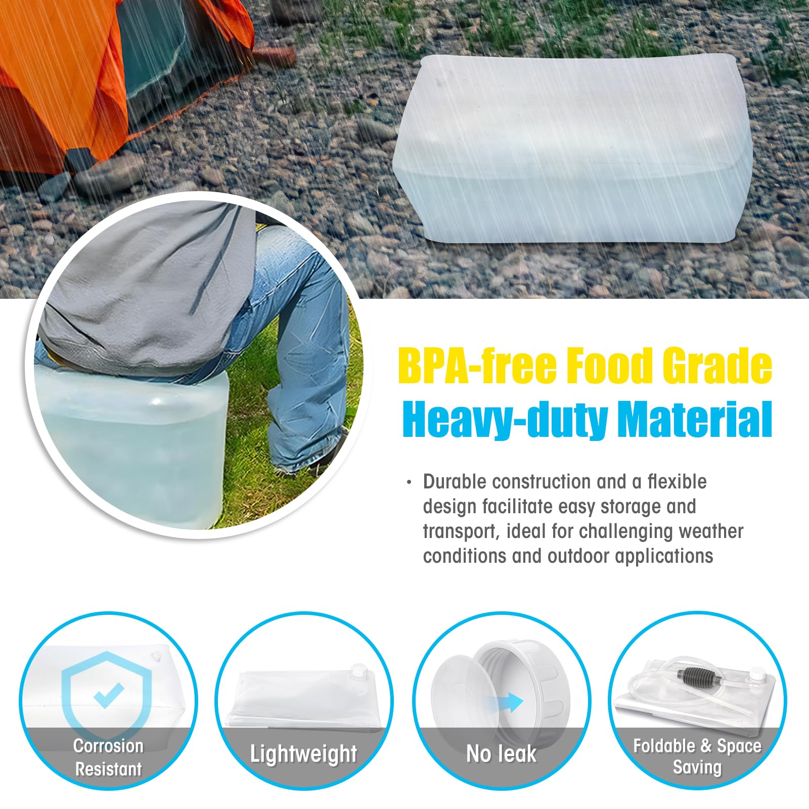 Zipcase Water Storage Bladder, 100 Gallon Heavy Duty Food-Grade Plastic Bag, for Emergency Water Bank, Ideal for Bathtub Water Storage, Camping, Gardening and Agricultural Irrigation.