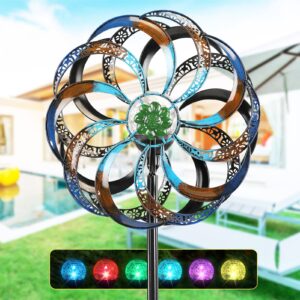 wind spinners for yard and garden large-wind sculptures & spinners-metal yard kinetic wind spinner art 75 in multi-color led glass ball for patios parks sidewalks backyard lawn decorations