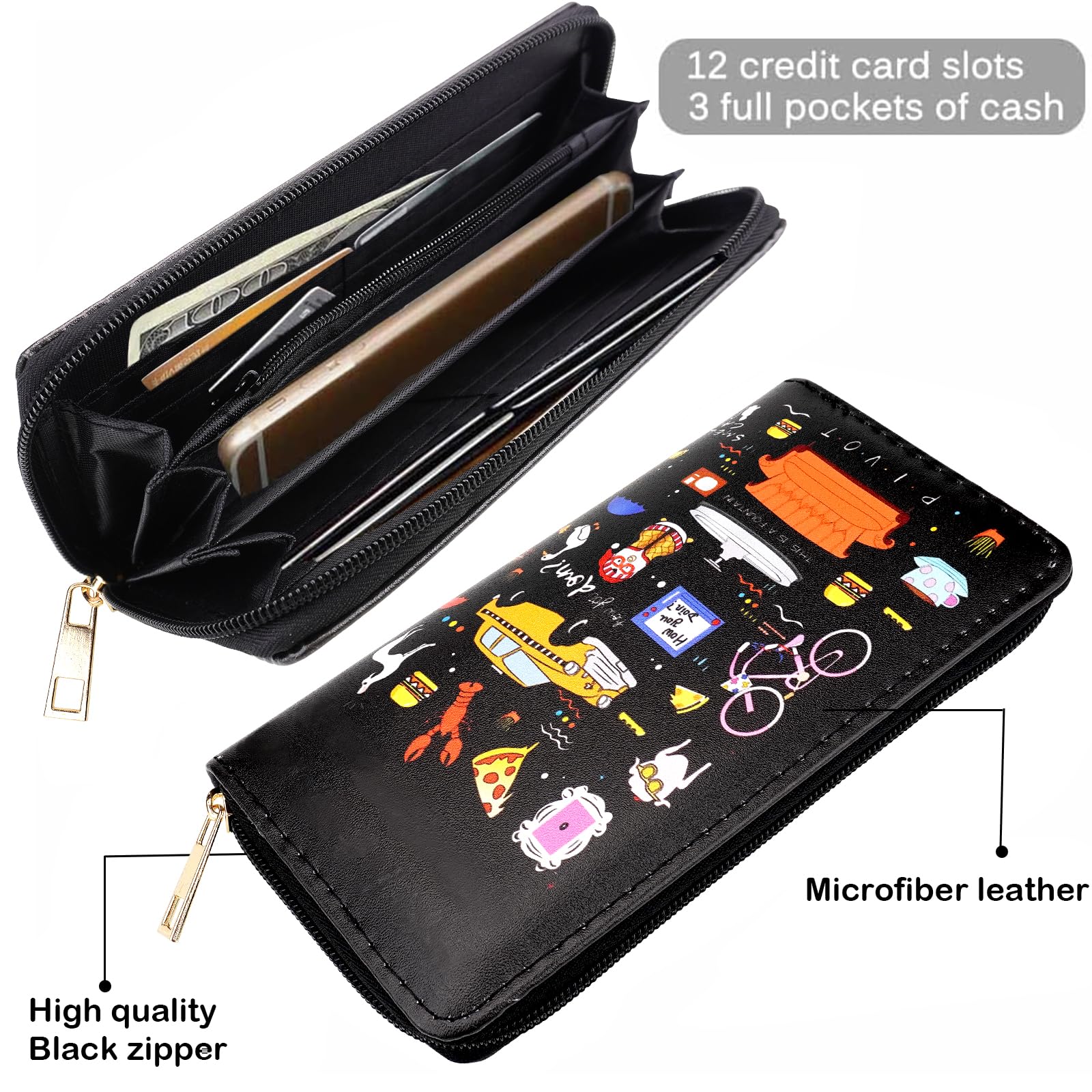 Wallet for Women,Funny TV Show Merchandise TV Show Gift PU Leather Card Holder Organizer Ladies Clutch Travel Purse,Phone Credit Card Money Holder with Many Rooms Durable Zipper Purse