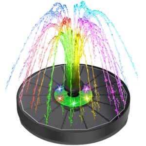 yzert solar fountain with led lights green flower, 3.5w glass solar bird bath fountains pump with 2200 mah battery, solar water fountain for bird bath, garden, outdoor, pond -black panel colorful