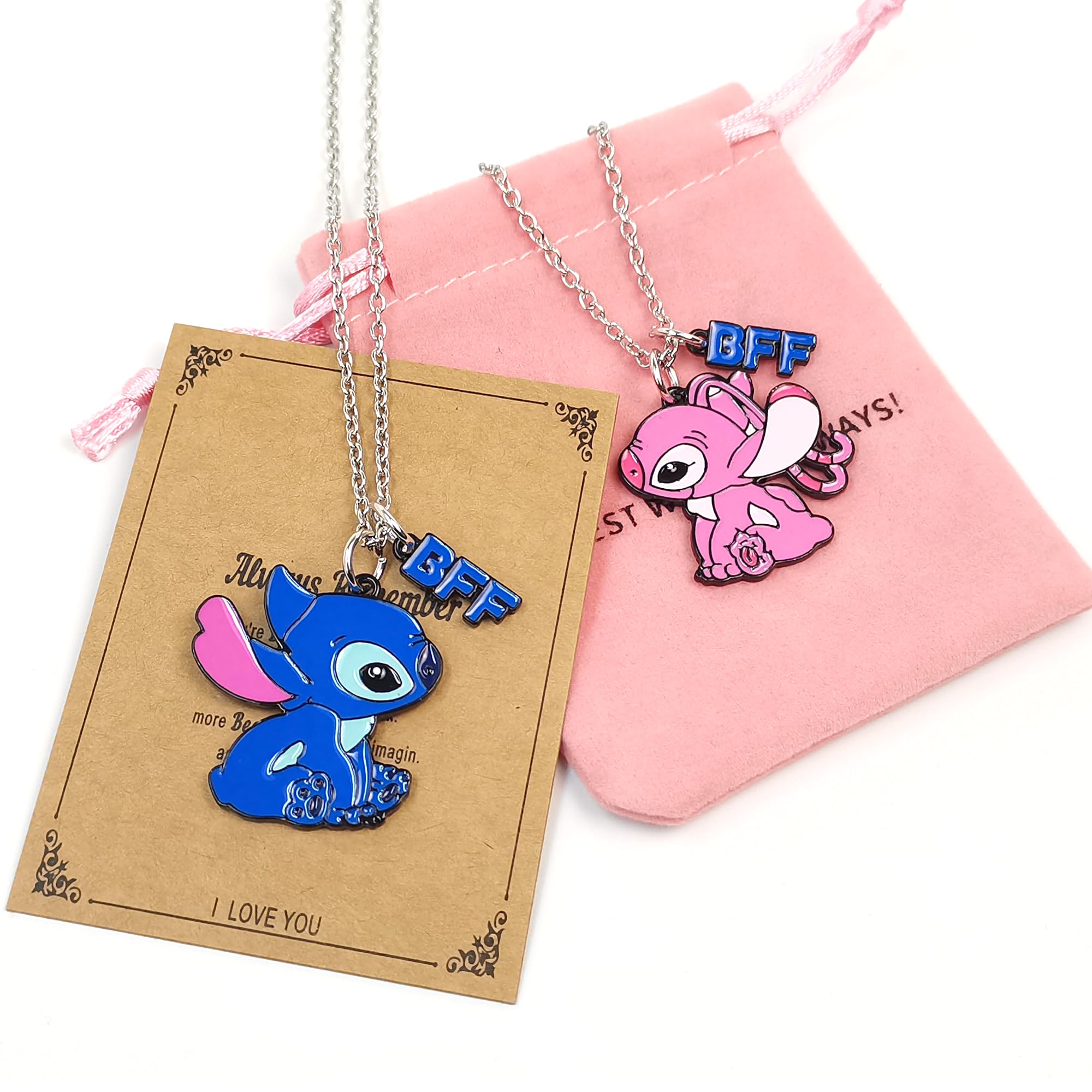 Quixarra Best Friends Forever Stitch Gift, BFF Stitch Stuff Pendant Necklace for Women Girls Friends Birthday Gifts Necklace Lilo Stitch Collection Jewelry