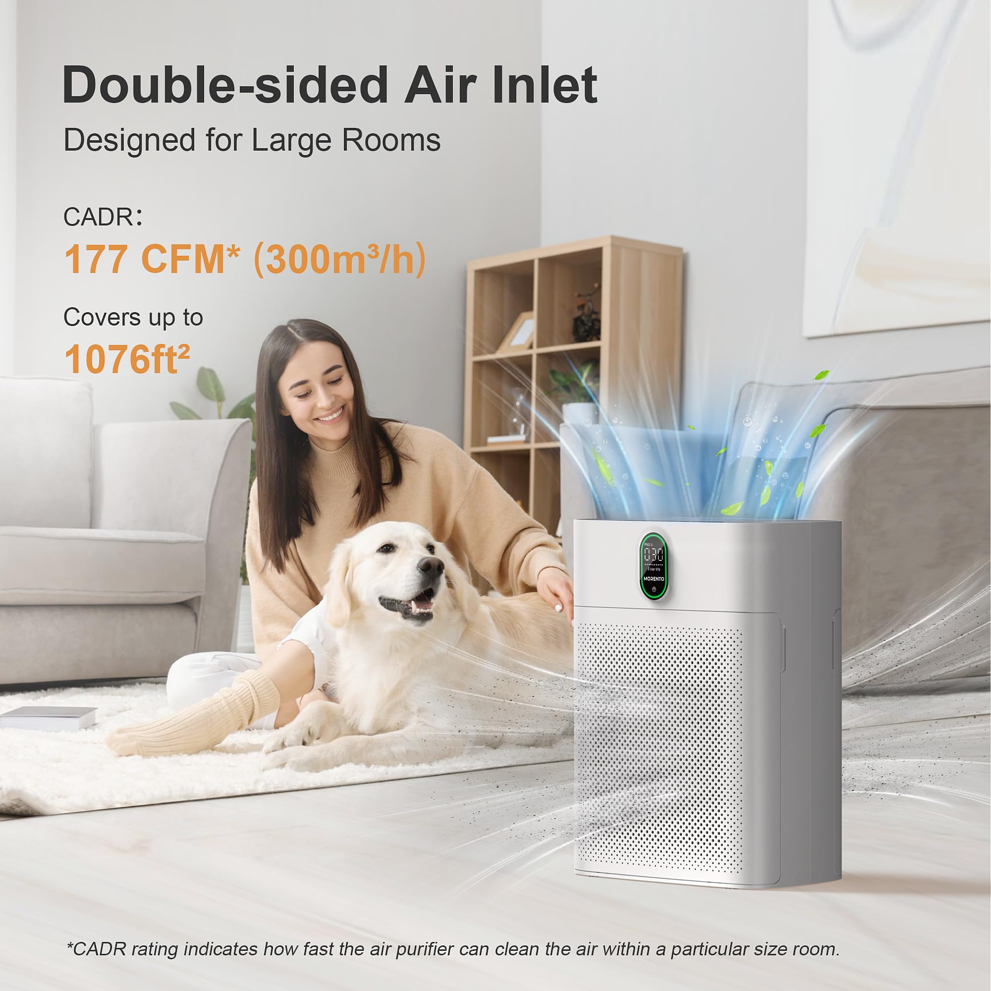 MORENTO Smart Air Purifier HY4866-WF Bundle with Genuine Original Version Air Purifier Replacement Filter 2 Pack