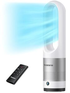 senmeo bladeless fan for bedroom, 22" quiet bladeless tower fan with remote, 90° oscillating, 8 speeds, 9 hour timer, led display with auto off, easy to clean, portable standing fan for home, office