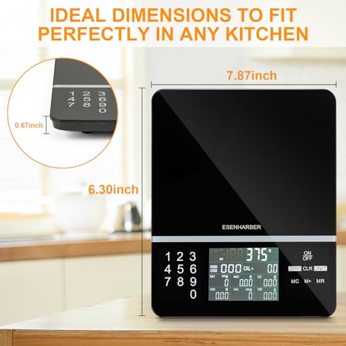 Food Scale with Nutritional Calculator, Digital Display Nutrition Calorie Calculating for Meal Prep, Kitchen, Baking, Weight Loss, Accurate Weighing Units in Lbs, Grams, Ounces, Batteries Included