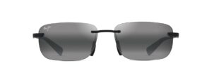 maui jim lanakila rectangle sunglasses, matte black w/grey/neutral grey polarized, large