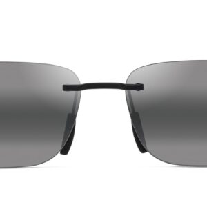 Maui Jim Lanakila Rectangle Sunglasses, Matte Black W/Grey/Neutral Grey Polarized, Large