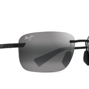 Maui Jim Lanakila Rectangle Sunglasses, Matte Black W/Grey/Neutral Grey Polarized, Large