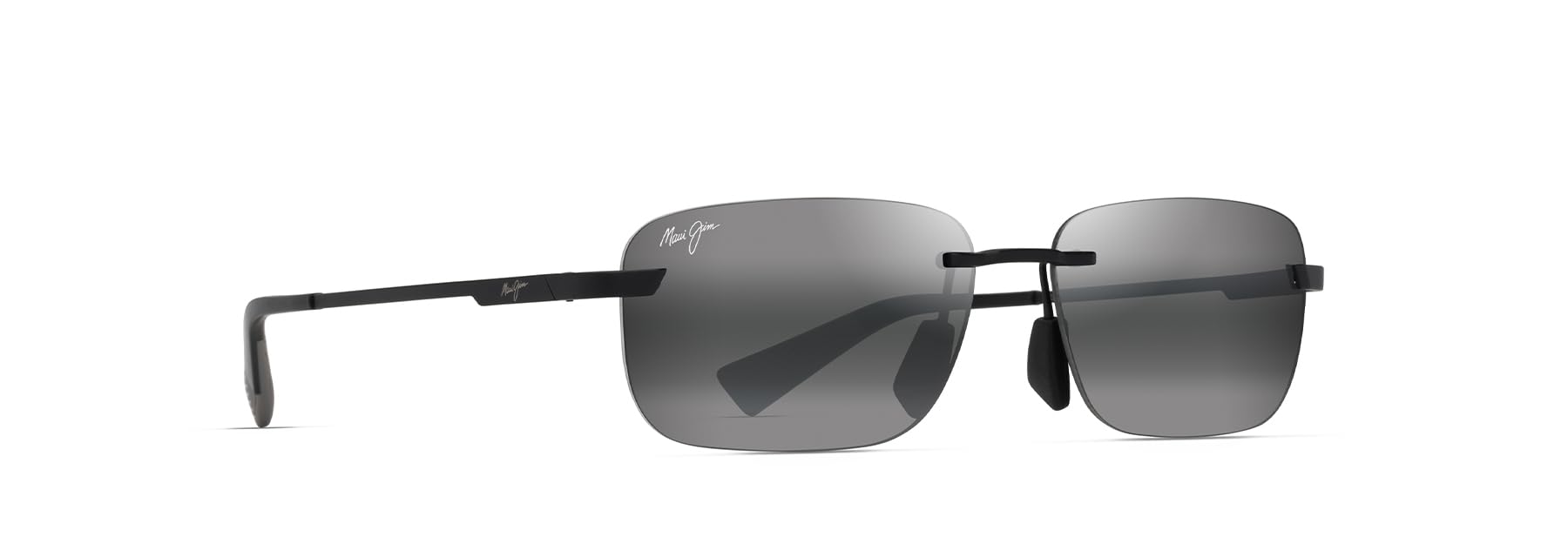 Maui Jim Lanakila Rectangle Sunglasses, Matte Black W/Grey/Neutral Grey Polarized, Large