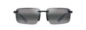 maui jim laulima rectangle sunglasses, matte black/neutral grey polarized, extra large