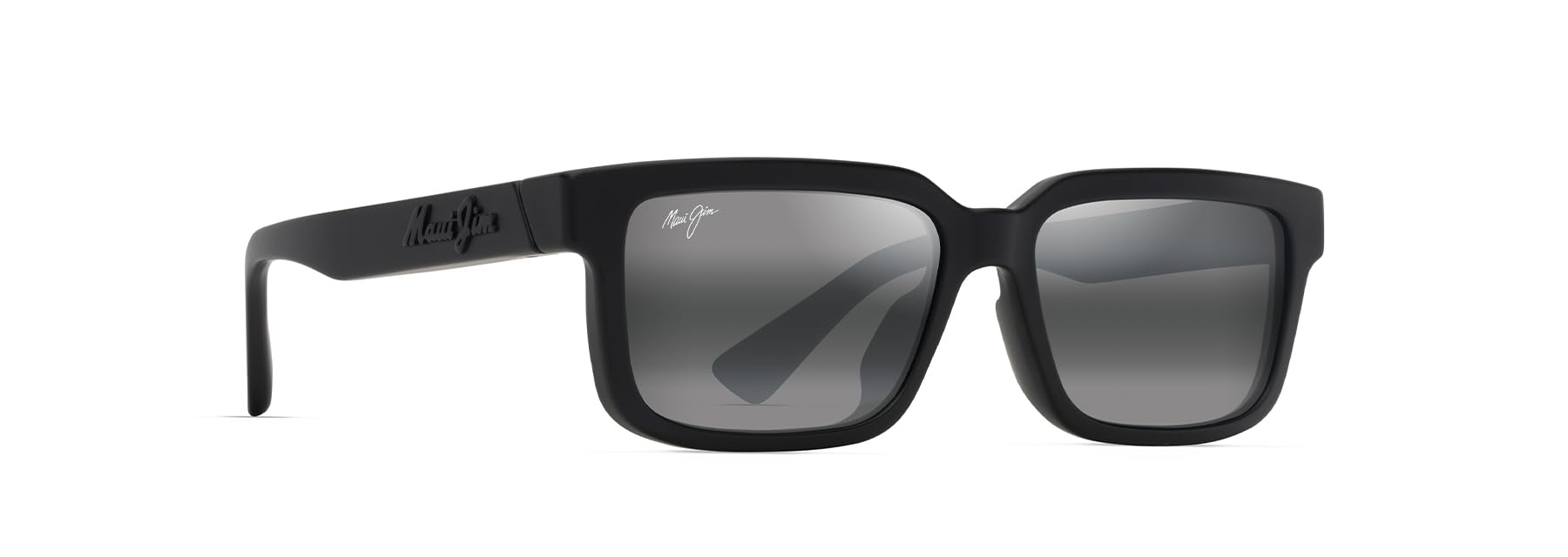 Maui Jim Hiapo AF Rectangle Sunglasses, Matte Black/Neutral Grey Polarized, Extra Large