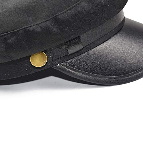 Classic Chauffeur Hat for Men Women Unisex Captain Sailor Hat Newsboy Cap Costume Hats (US, Alpha, One Size, Black)