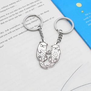 HISYI fashion keychain 2 Pack Cute Animal Keychain Set Car Keychain Otters Key Holder Stainless Steel Bag Pendant Gift for Besties, As Shown in the Figure